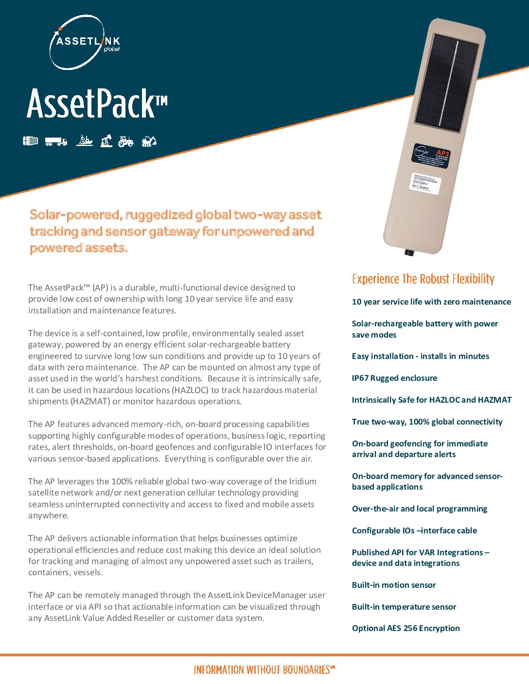 AssetLink AP3 - Iridium Satellite + GPS + IoT Sensor Gateway